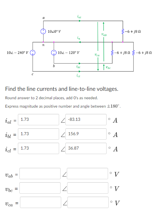 Solved Find the line currents and line-to-line voltages. | Chegg.com