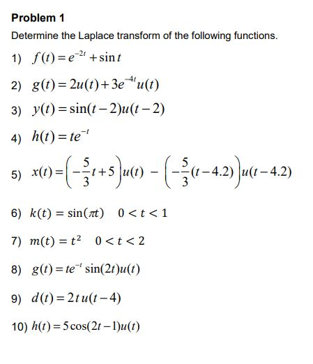 Solved Problem 1 Determine the Laplace transform of the | Chegg.com