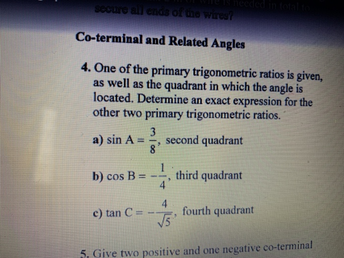 Solved Co-terminal and Related Angles 4. One of the primary | Chegg.com