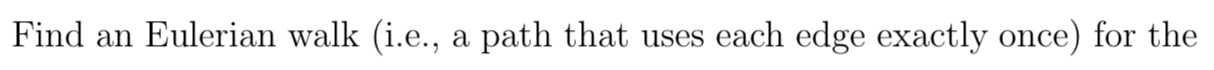 Solved Find an Eulerian walk (i.e., a path that uses each | Chegg.com