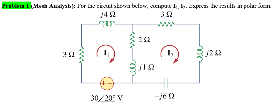 Solved For the circuit shown below, compute I1, I2. Express | Chegg.com