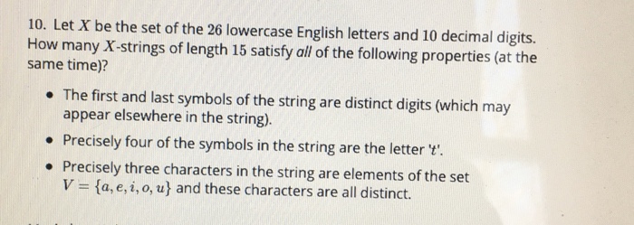 Solved 10. Let X be the set of the 26 lowercase English | Chegg.com