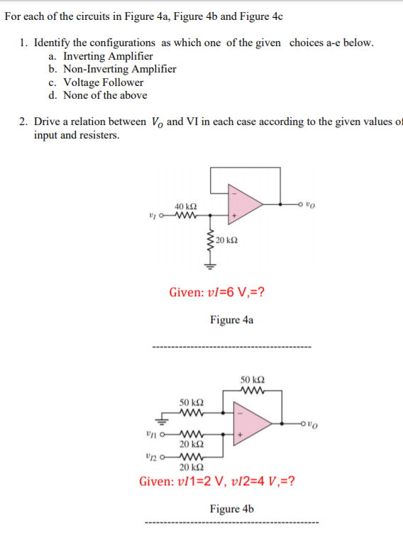 Solved For each of the circuits in Figure 4a, Figure 4b and | Chegg.com