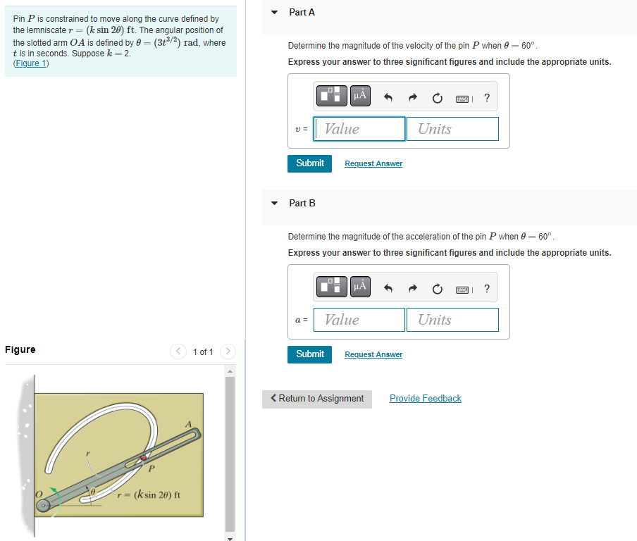 Solved Pin P is constrained to move along the curve defined | Chegg.com