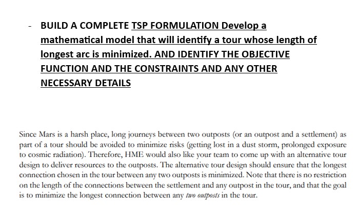 Solved BUILD A COMPLETE TSP FORMULATION Develop | Chegg.com