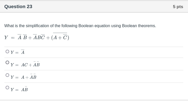 Solved What is the simplification of the following Boolean | Chegg.com