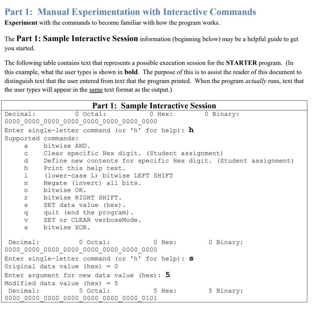 Solved The "starter code" is a program that supports the | Chegg.com