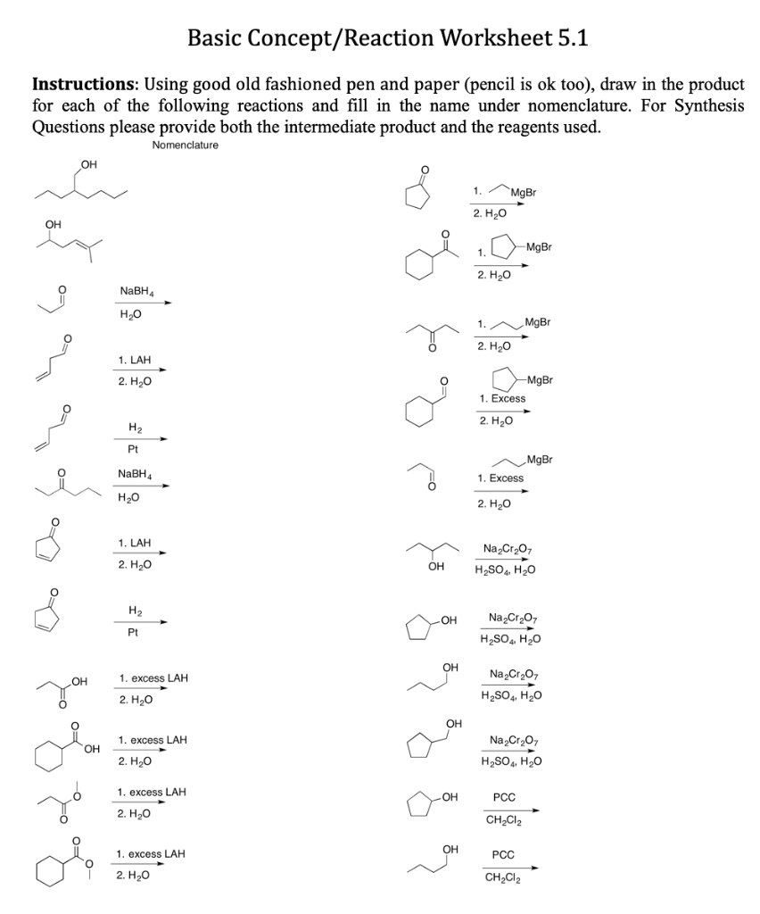 Solved Basic Concept/Reaction Worksheet 5.1 Instructions: | Chegg.com