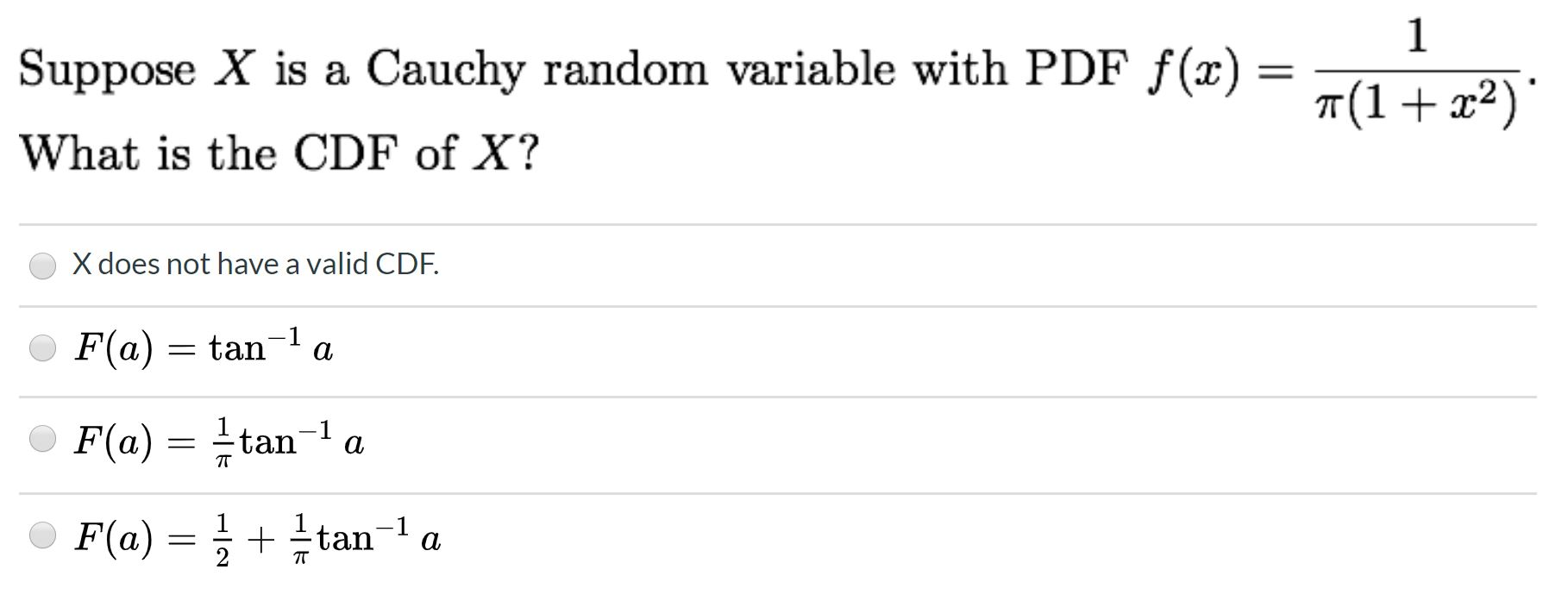 Solved Suppose X Is A Cauchy Random Variable With Pdf Fx 0627