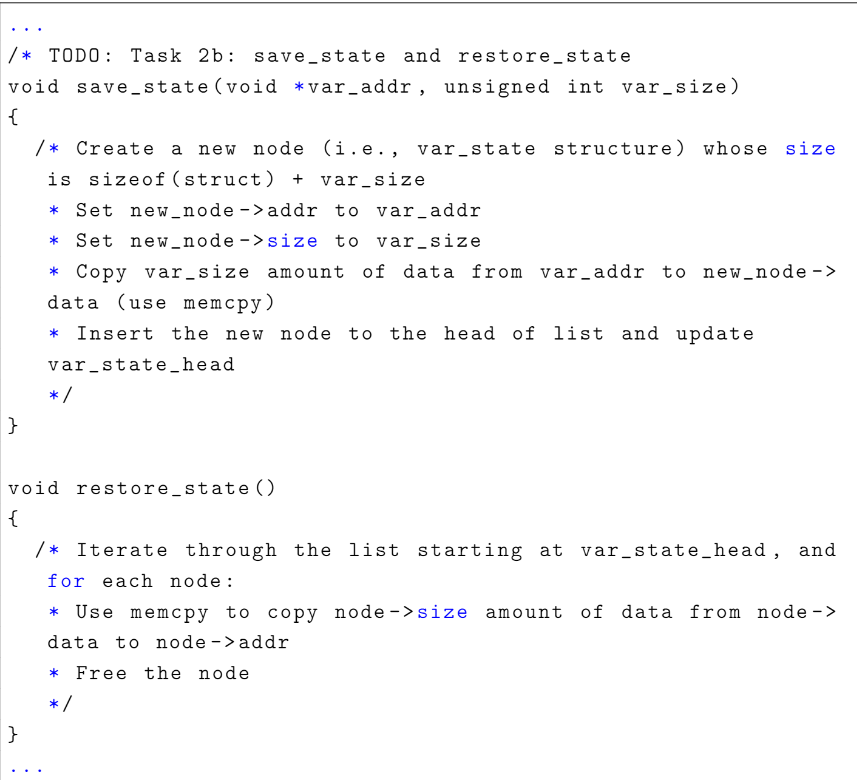 Solved written in c: struct var_state(){ void * addr; | Chegg.com