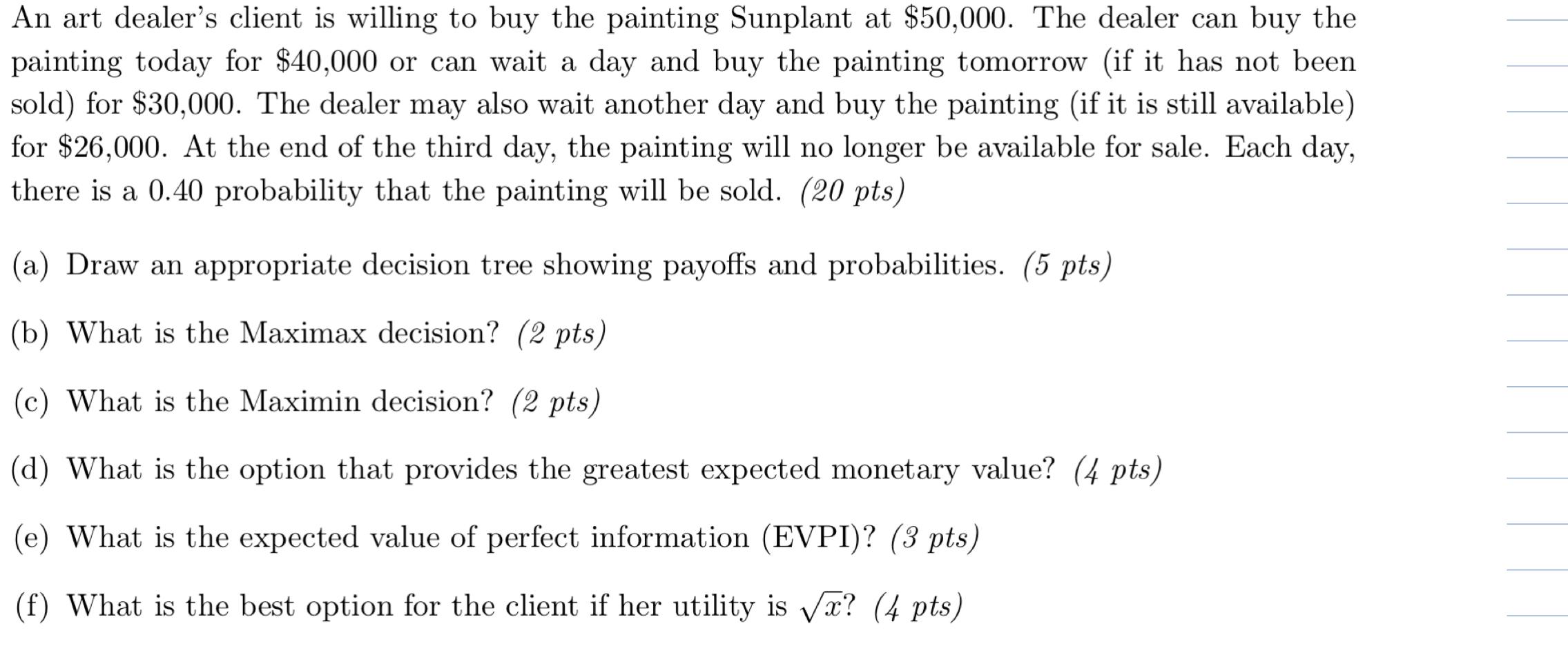 Solved An art dealer's client is willing to buy the painting | Chegg.com