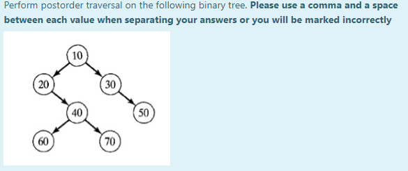 Solved Perform postorder traversal on the following binary | Chegg.com