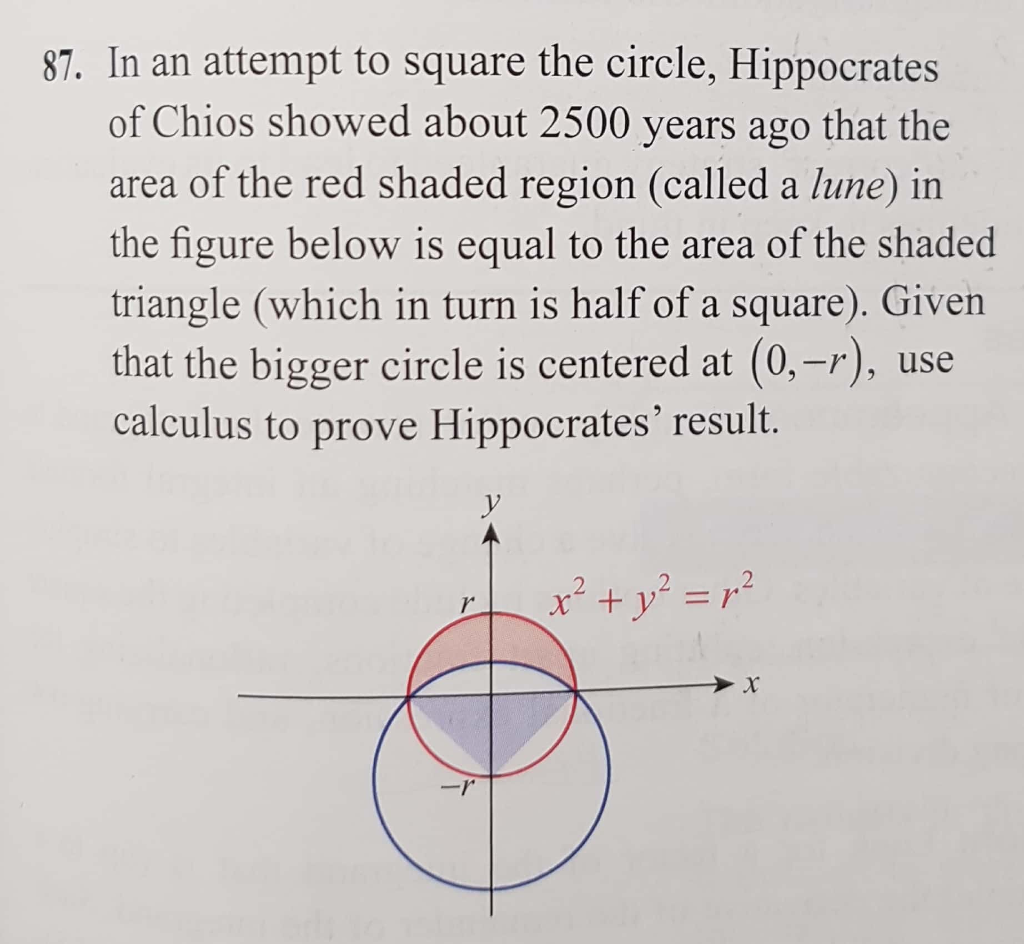 Solved 87. In an attempt to square the circle, Hippocrates | Chegg.com