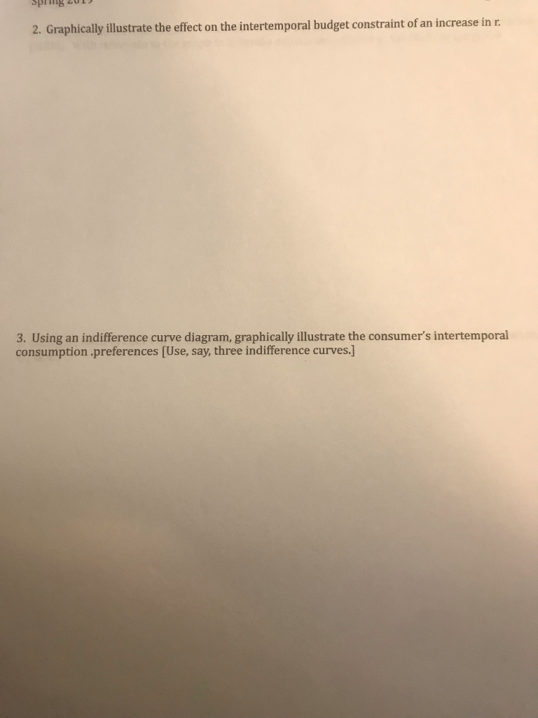 Spring 2019 III. Intertemporal Choice Given the | Chegg.com