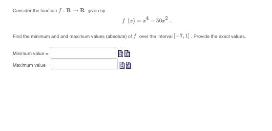 Solved Consider the function f:R→R given by f(x)=x4−50x2. | Chegg.com