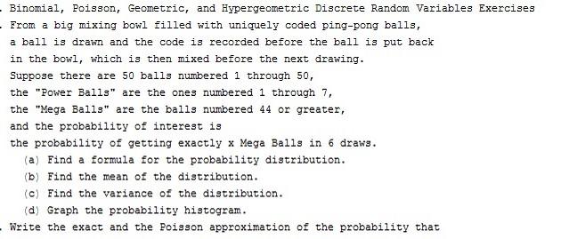 Solved Binomial, Poisson, Geometric, and Hypergeometric | Chegg.com