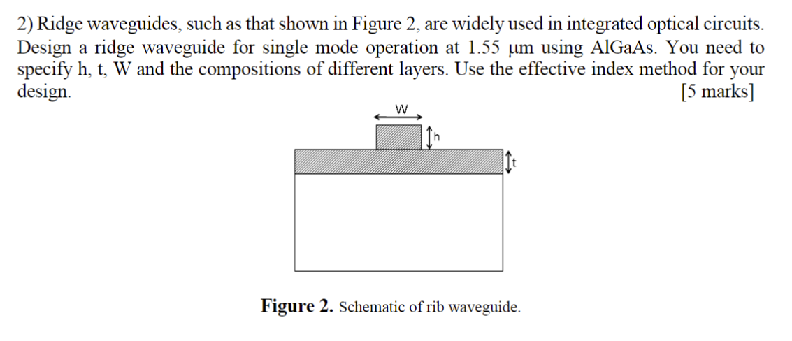 2) Ridge waveguides, such as that shown in Figure 2, | Chegg.com