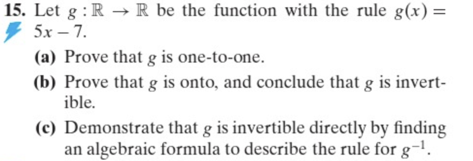 Solved Let g:R→R be the function with the rule g(x)= 5x−7 | Chegg.com