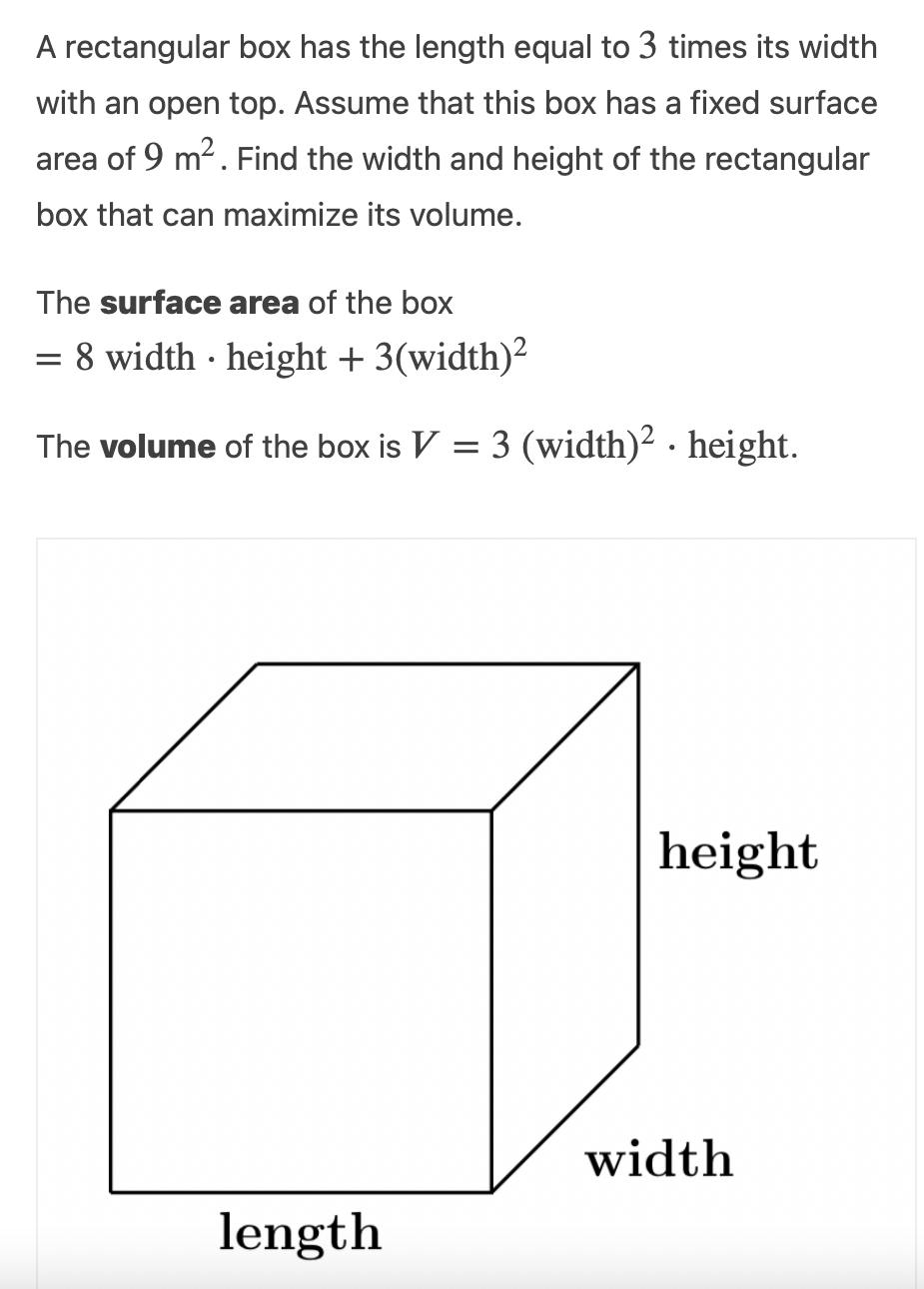 Solved a A rectangular box has the length equal to 3 times | Chegg.com