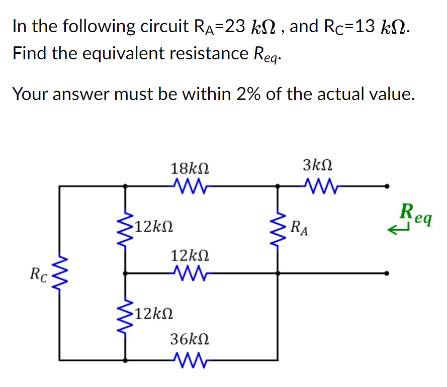 Solved In the following circuit RA=23 kΩ, and Rc=13 kΩ. Find | Chegg.com