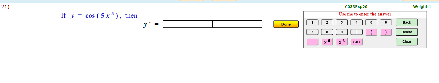 Solved ) 21) Weight:1 C033Exp20 Use me to enter the answer | Chegg.com