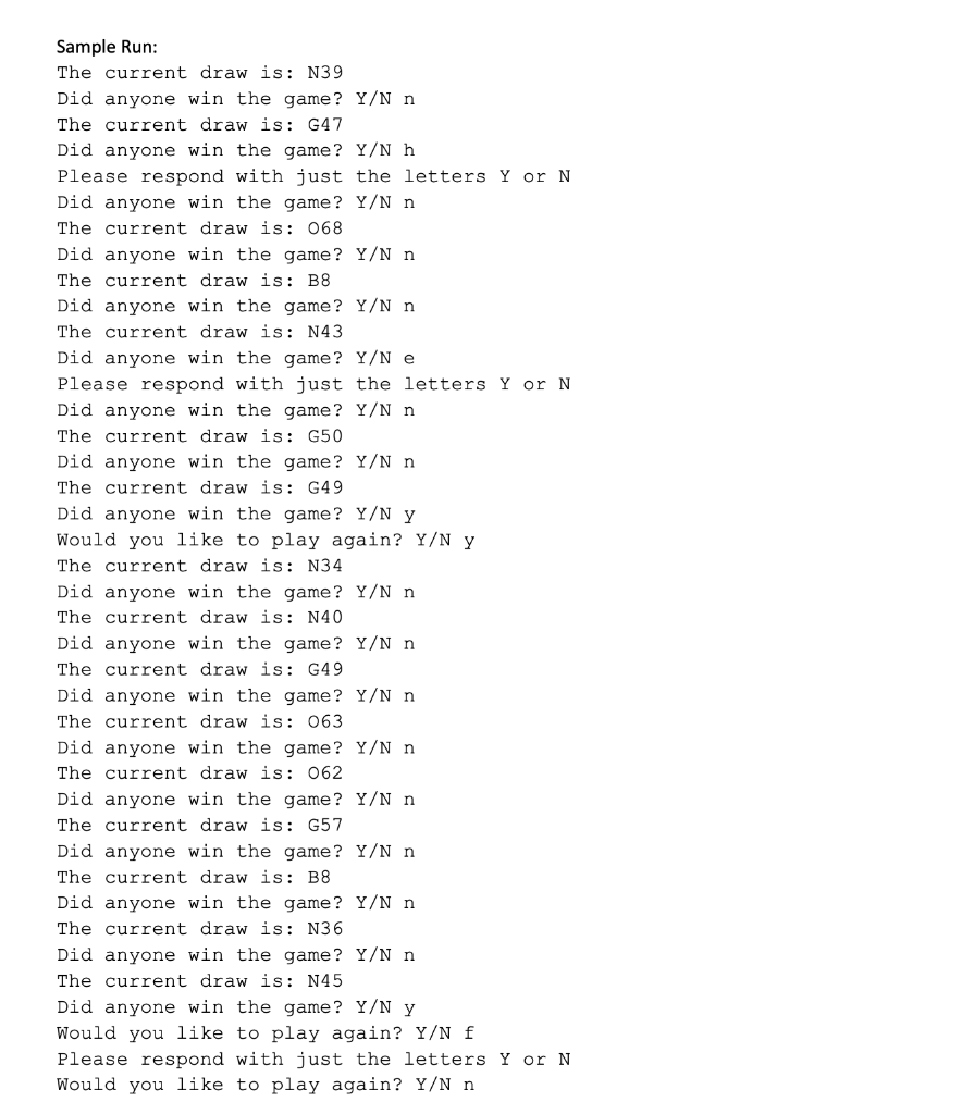 Solved PYTHON 2. (Bingo.py) Earlier this semester (week 5) | Chegg.com