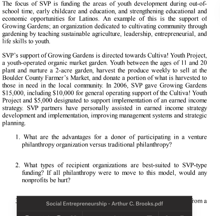 Solved Social Venture Partners (SVP) is a venture | Chegg.com