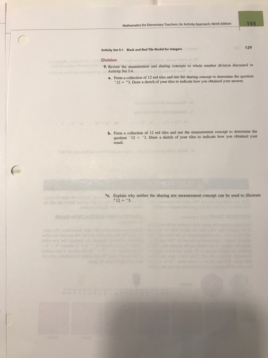 Solved Mathematics for Elementary Teachers: An Activity | Chegg.com