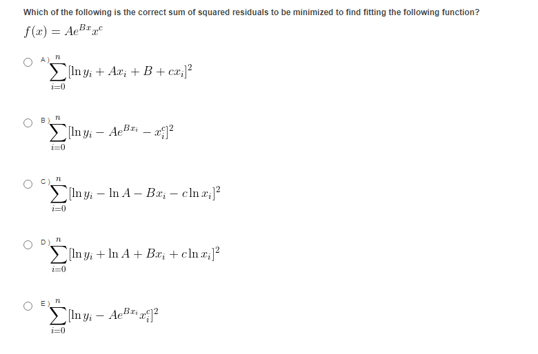 Solved Which of the following is the correct sum of squared | Chegg.com
