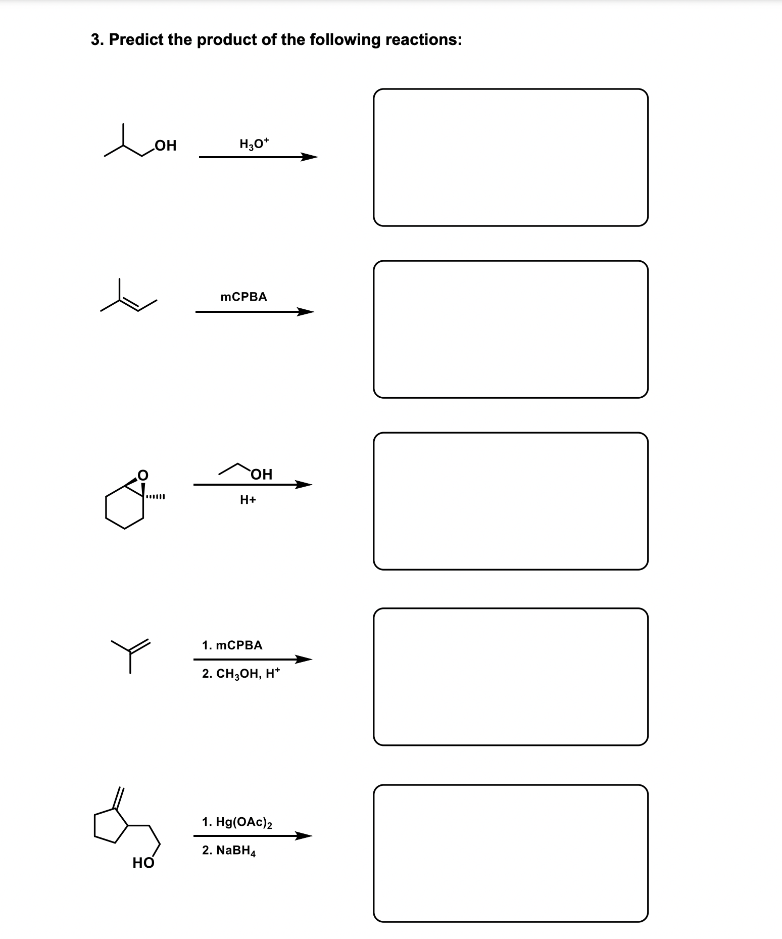 Predict the product of the following reactions: | Chegg.com