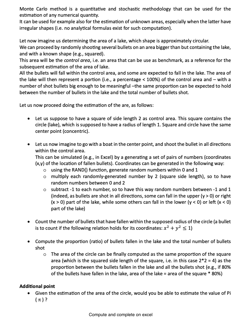 Solved Monte Carlo method is a quantitative and stochastic | Chegg.com