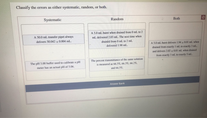 Solved Classify The Errors As Either Systematic Random Or 8941