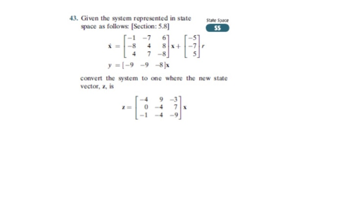 Solved 3. Given the system represented in state t Soace | Chegg.com