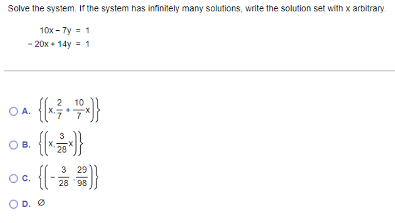Solved Solve the system. If the system has infinitely many | Chegg.com