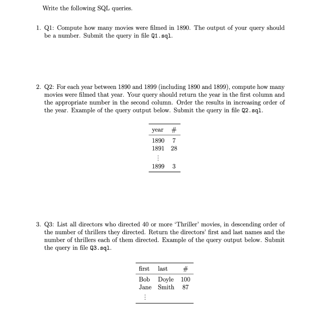 Solved You will need to write SQL queries over the IMDB | Chegg.com