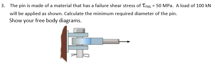 Solved 3. The pin is made of a material that has a failure | Chegg.com
