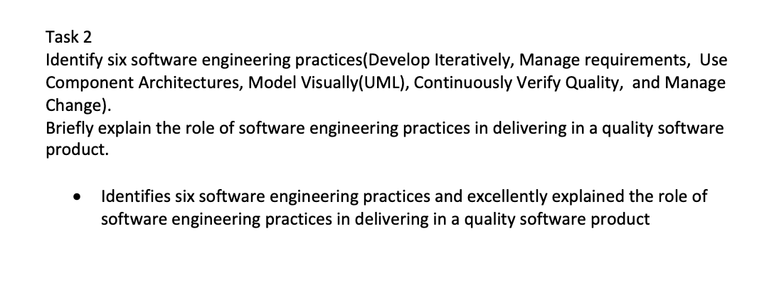 Solved Task 2 Identify six software engineering | Chegg.com