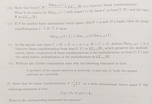 Solved Problem 4 (Kernel, Rank, Matrices). space V to a | Chegg.com