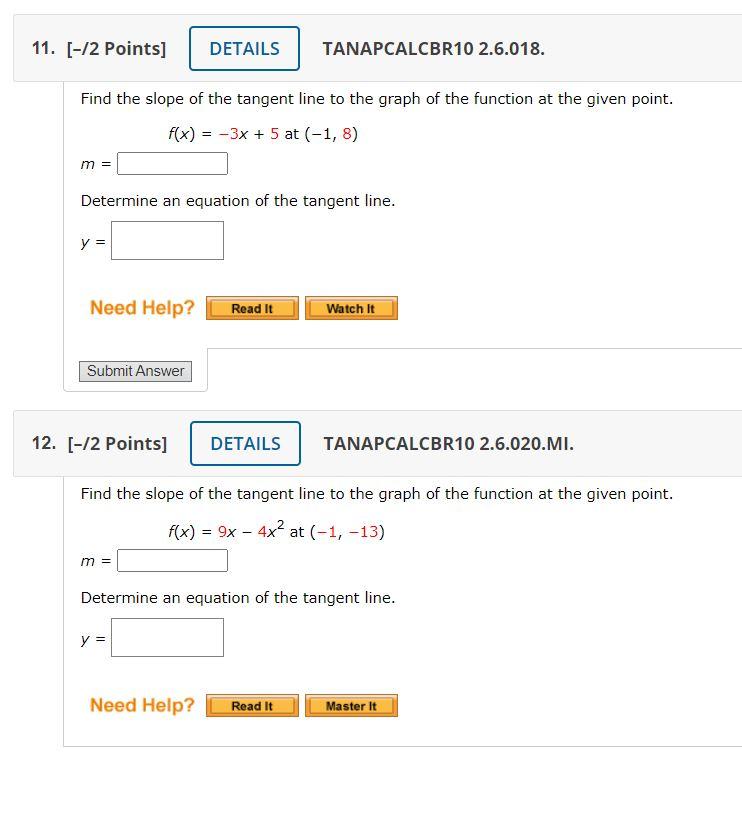 Solved 11. [-12 Points] DETAILS TANAPCALCBR10 2.6.018. Find | Chegg.com