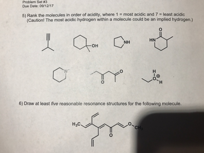 Solved Rank the molecules in order of acidity and draw at | Chegg.com