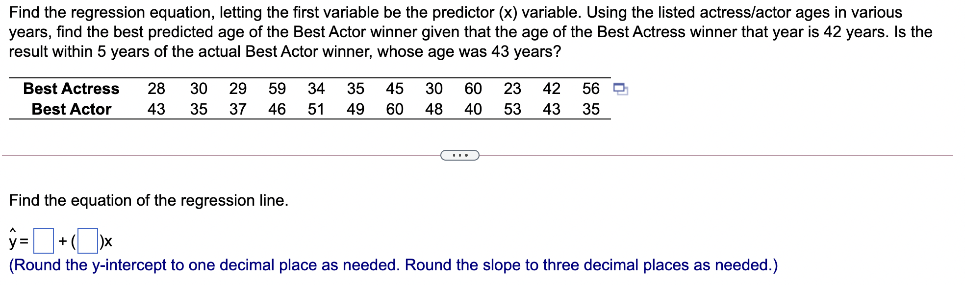 Solved Find the regression equation, letting the first | Chegg.com