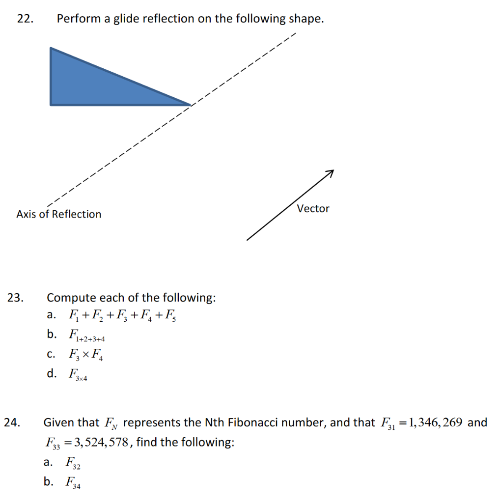 Solved 22. Perform a glide reflection on the following | Chegg.com