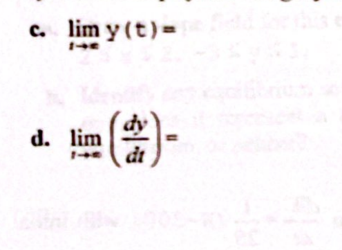 Solved Also find limit of y(t) and limit of dy/dt as t | Chegg.com