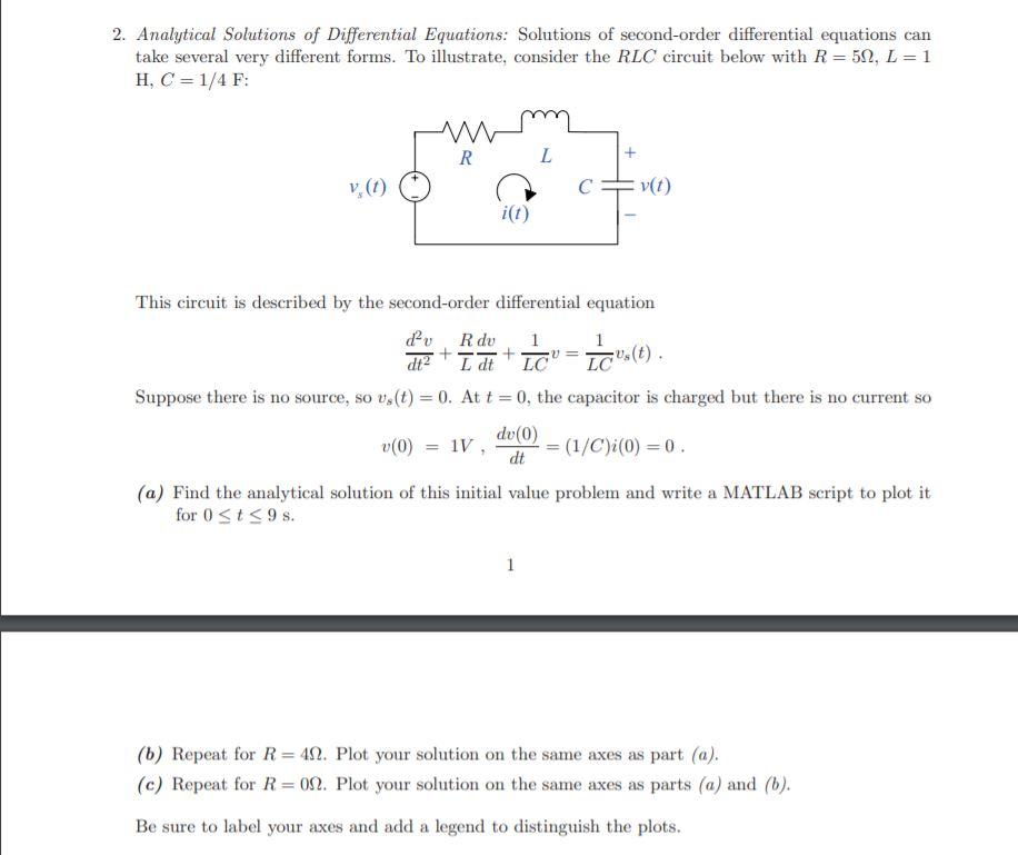 1. Analytical Solutions of Differential Equations: | Chegg.com