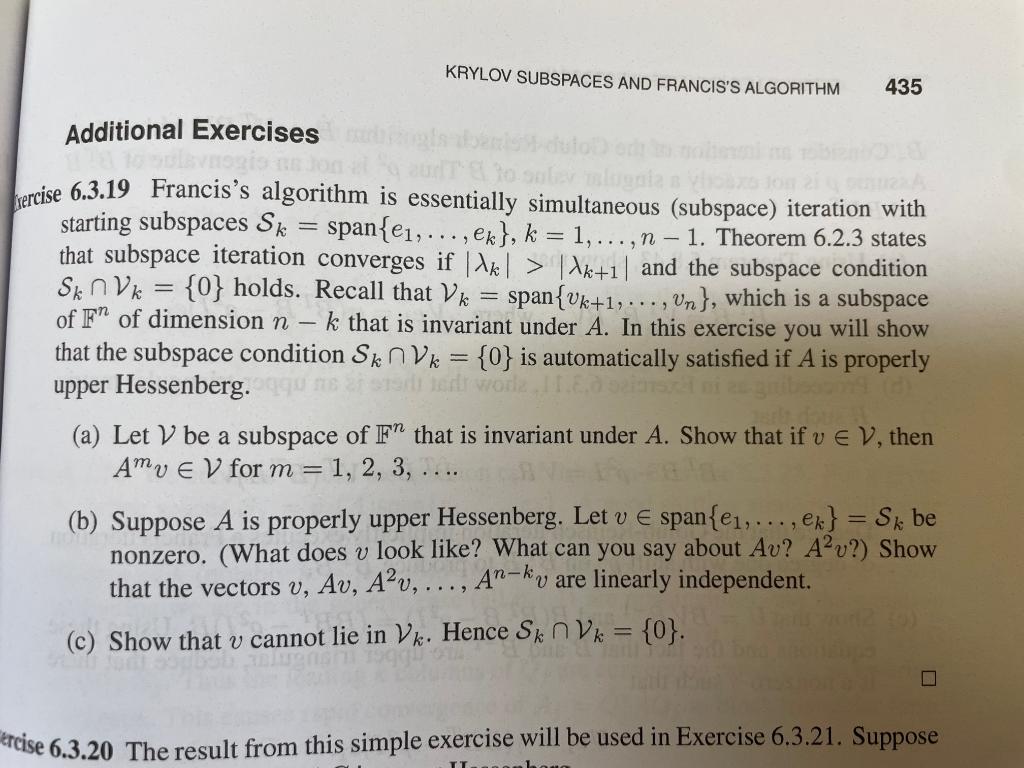 Solved Krylov Subspaces And Franciss Algorithm 435 
