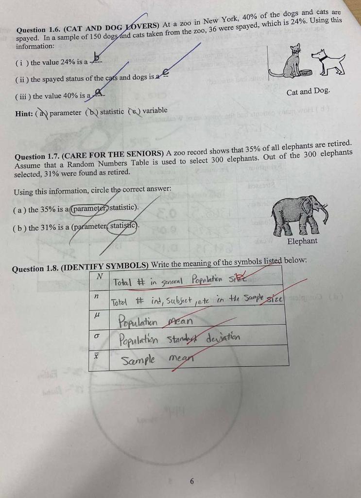 Solved Question 1.6. (CAT AND DOG YOVERS) At a zoo in New | Chegg.com