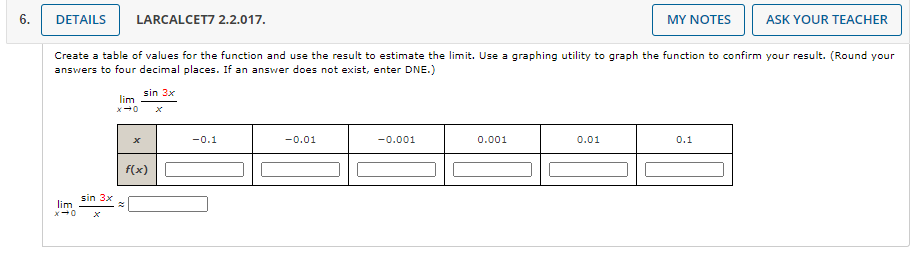 Solved 6. DETAILS LARCALCET7 2.2.017. MY NOTES ASK YOUR | Chegg.com