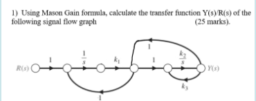 Solved 1) Using Mason Gain formula, calculate the transfer | Chegg.com