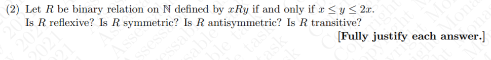 Solved Let R be binary relation on N defined by xRy if and | Chegg.com