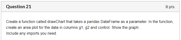 Solved Question 21 8 pts Create a function called drawChart | Chegg.com